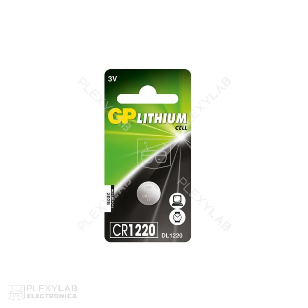 CR1220 Pila de Litio GP de 3V tipo botón | PLEXYLAB